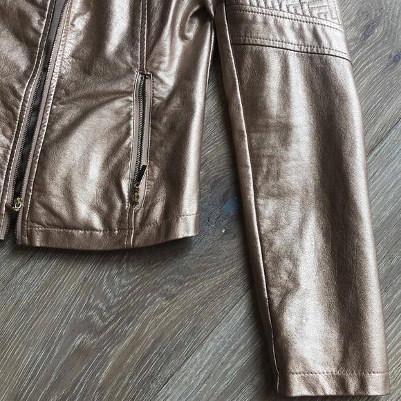2B Bebe | Jackets & Coats | Bebe Metallic Gold Faux Leather Jacket ...